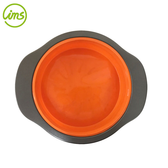 9" Orange Silicone Cake Pan with Steel Handles – Non-Stick Round Baking ...