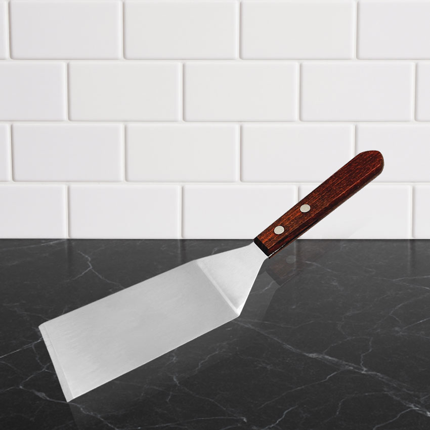 Stainless Steel BBQ Grill Turner – Beveled Edge Spatula with Beechwood ...