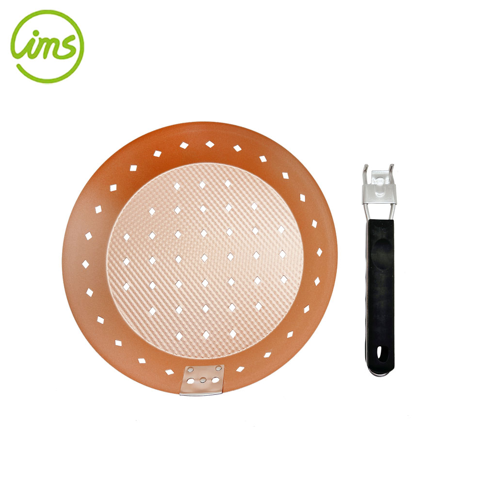 Round Grill Basket Pan With Removable Handle