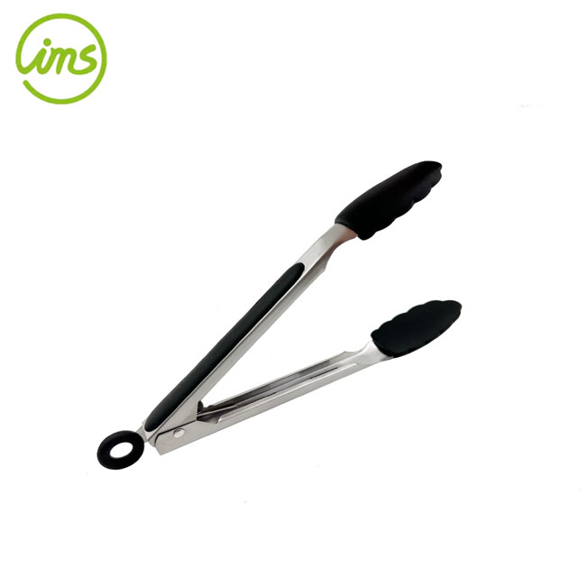 28cm Stainless Steel Kitchen Tongs with Nylon Tips | Ring-Pull Locking ...