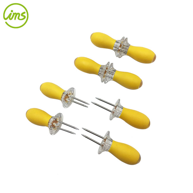 Set of 8 Stainless Steel Corn Holders Skewers – Non-Slip TPR Handle BBQ ...