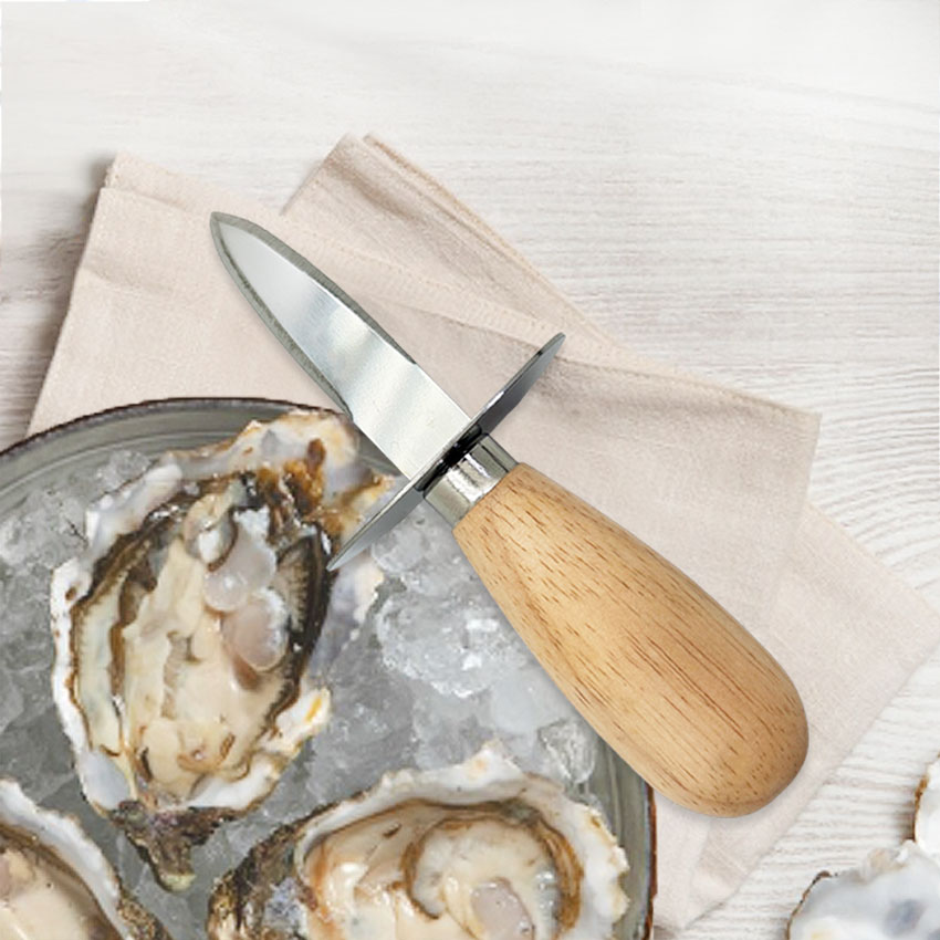 Stainless Steel Clam Oyster Knife with Wooden Handle