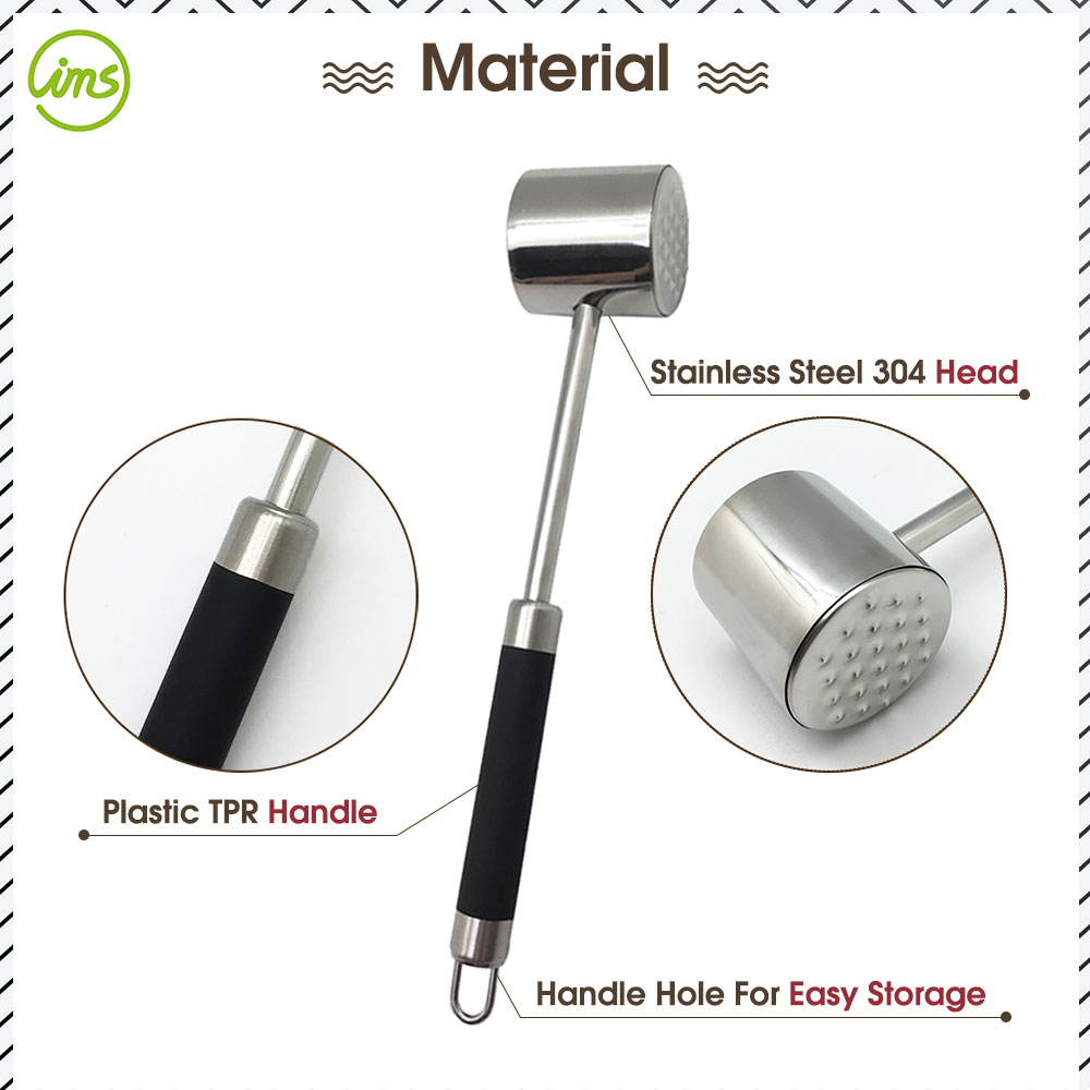 Stainless Steel Dual Sided Meat Tenderizer Hammer